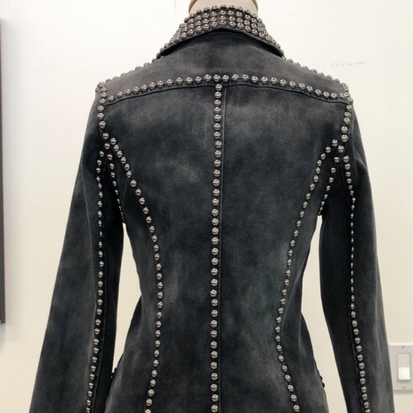 Adore | Jackets & Coats | Womans Studded Denim Jacket In Black Denim ...